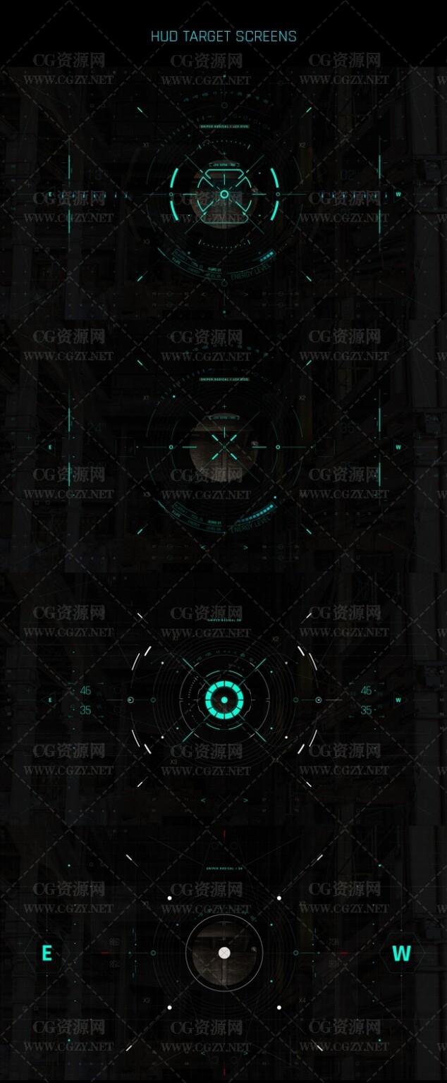 AE模板|456个未来科技军事战争游戏UI界面HUD图形元素动画-HUD GAME UI - CG资源网