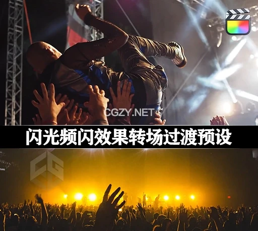 FCPX插件|10种闪光频闪效果转场过渡预设 Flash & Strobe Transition - CG资源网